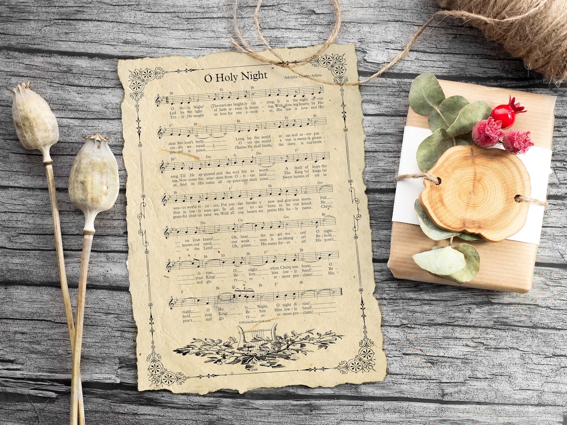 O Holy Night Printable Christmas Hymn Vintage Carol Instant - Etsy