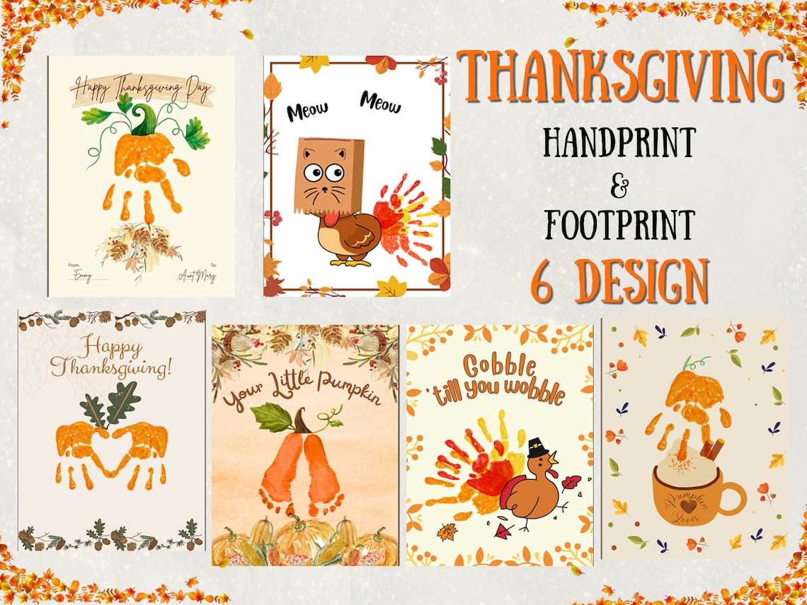 Thanksgiving Handprint Footprint Craft Bundle / Thanksgiving - Etsy