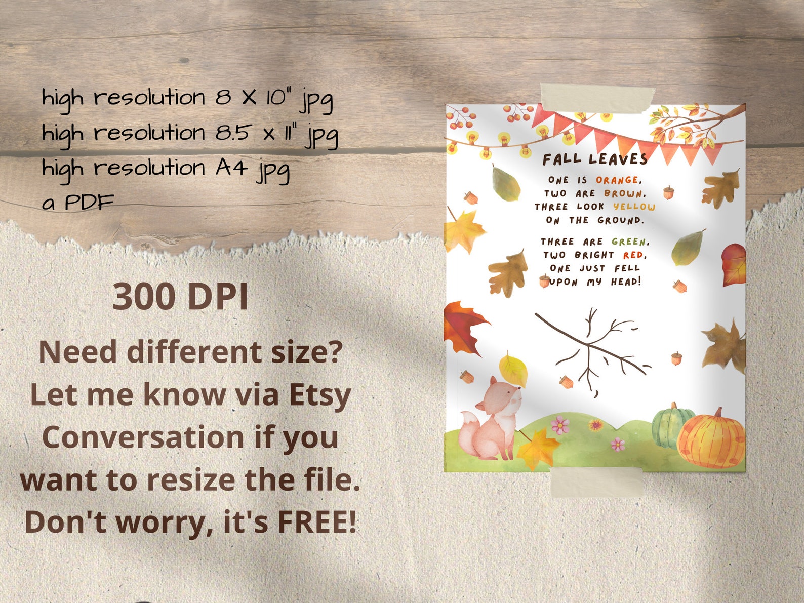 Autumn Fall Poem / Handprint Art / Leaves Leafs Season / - Etsy