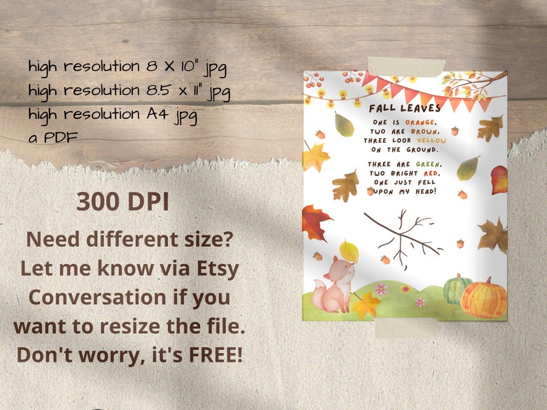 Autumn Fall Poem / Handprint Art / Leaves Leafs Season / - Etsy