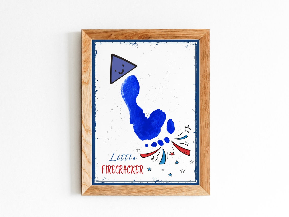 Little Firecracker Footprint Printable Craft Template 4th of - Etsy