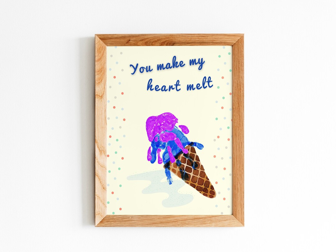 Ice Cream Handprint Art Pintable Art / You Make My Heart Melt ...