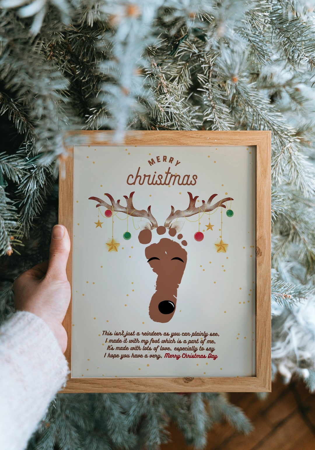 Reindeer Footprint Poem / Christmas Art Template / Baby Kids Toddler ...