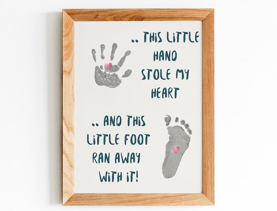 Handprint Art Craft Footprint Art Baby Keepsake Ideas Kids Baby Child DIY Card Gift Memory Stole My Heart and Run Away With It Etsy
