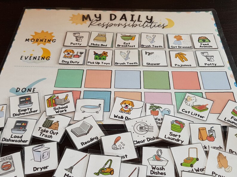 Kids Daily Responsibilities Chart Printable Daily Routine - Etsy