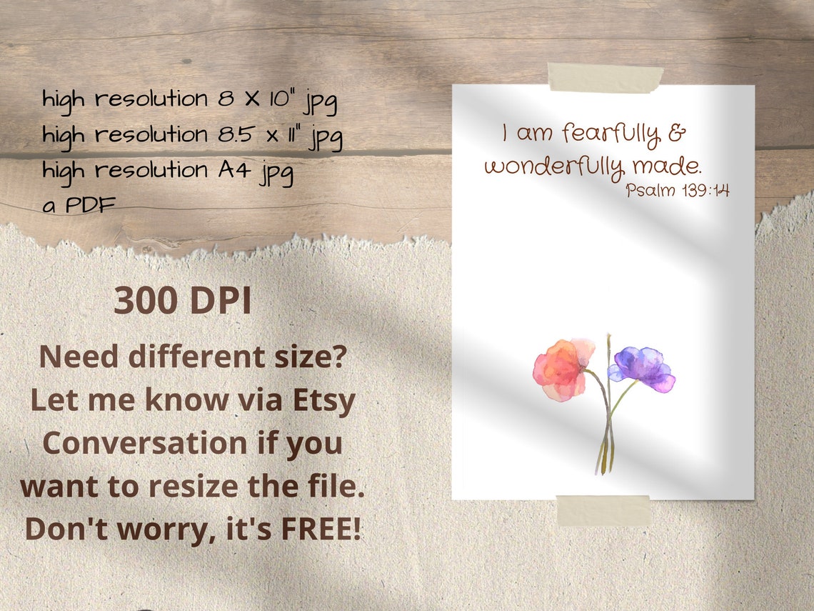 I Am Fearfully and Wonderfully Made / Sunday School / - Etsy