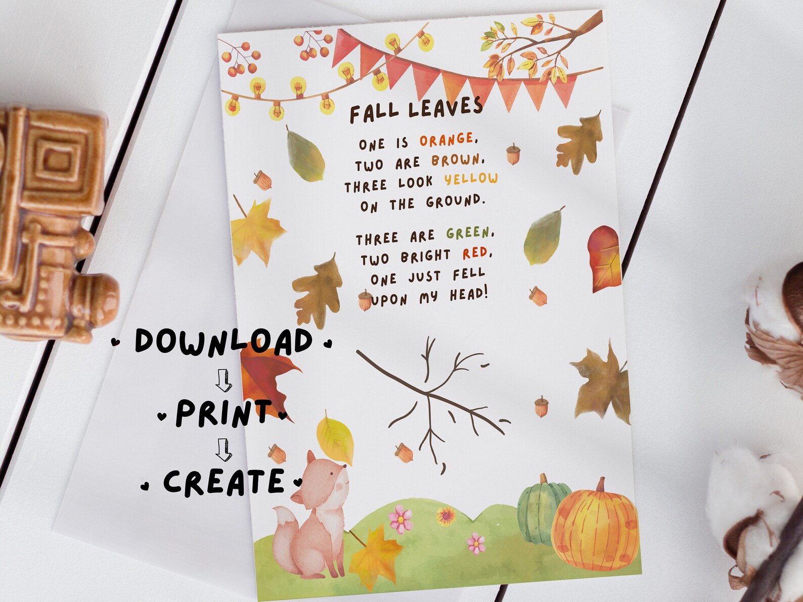 Autumn Fall Poem / Handprint Art / Leaves Leafs Season / - Etsy