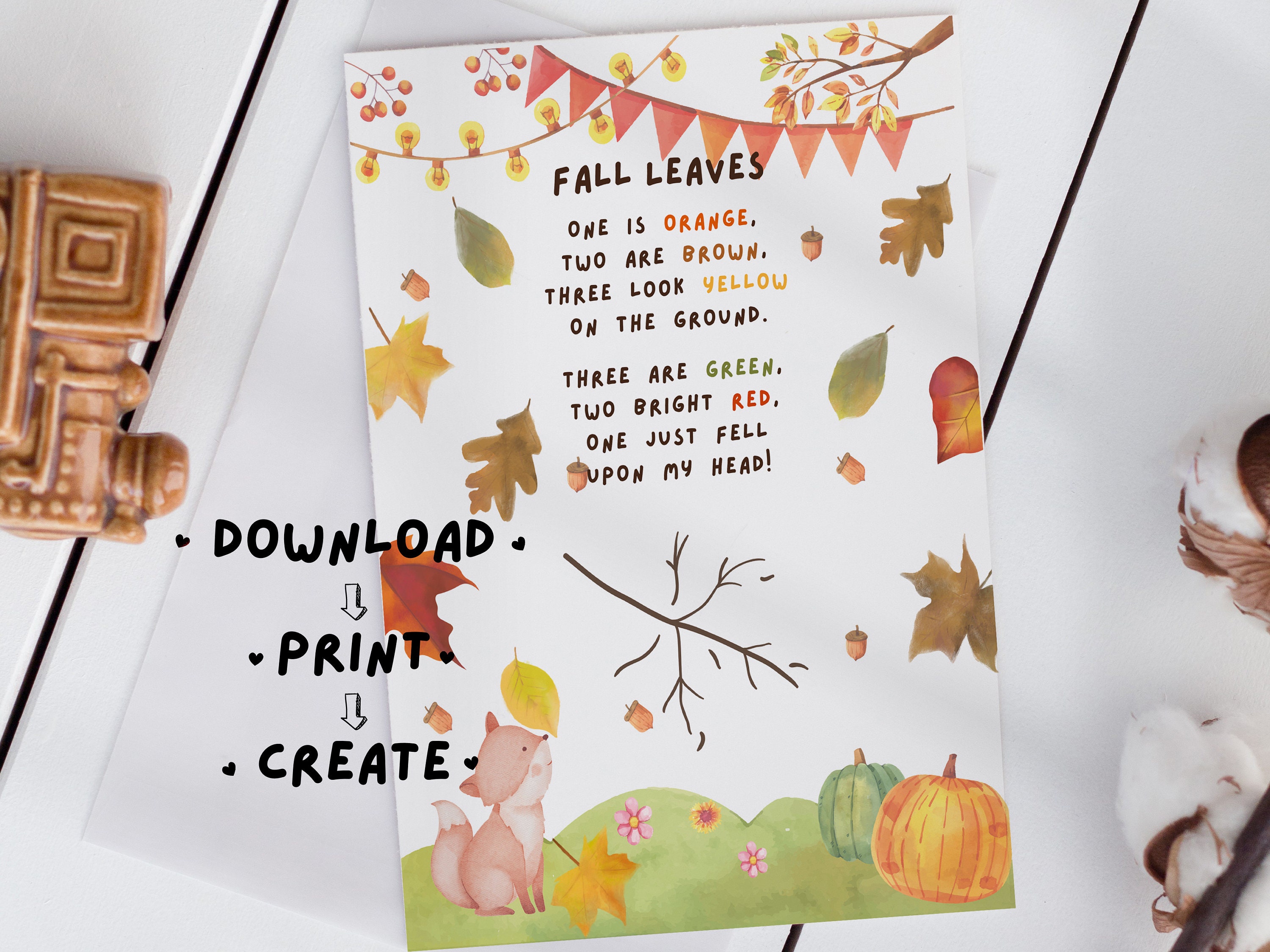 Autumn Fall Poem / Handprint Art / Leaves Leafs Season / - Etsy