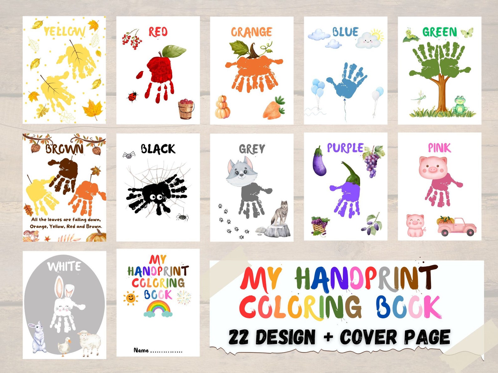 My Handprint Coloring Book / Autumn Handprint Book for Baby - Etsy