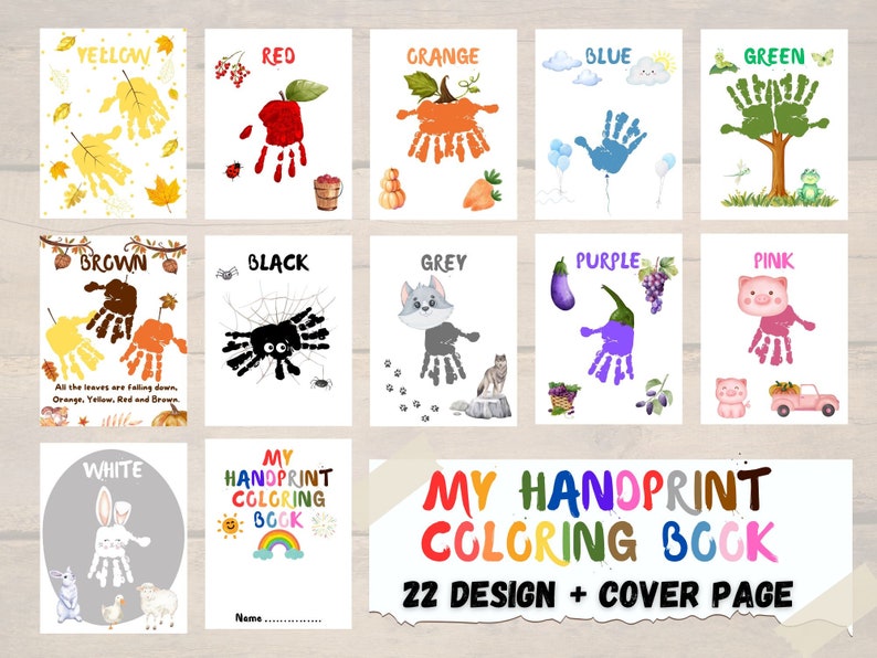 My Handprint Coloring Book / Autumn Handprint Book for Baby - Etsy