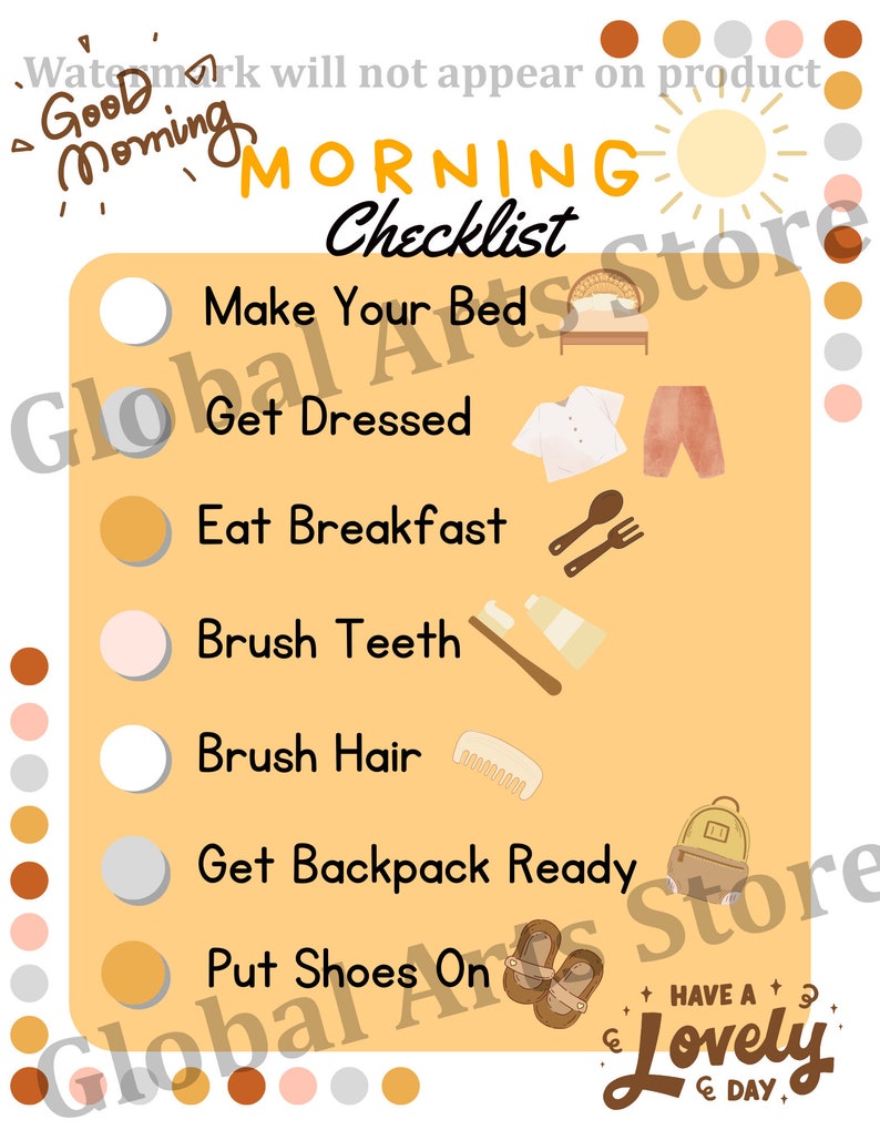Kids Morning/bedtime Checklist Printable / Chore Chart / Kid - Etsy