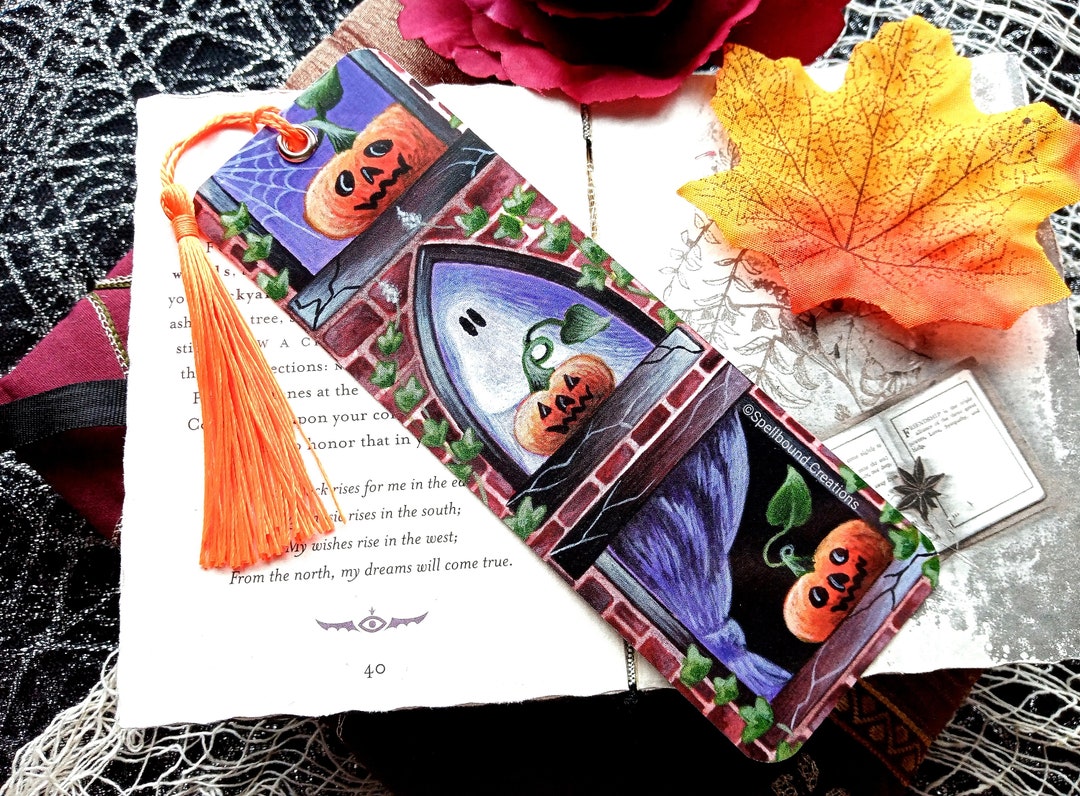 Spooky Ghost Windows Bookmark, Halloween Book Lover Gift, by Delilah ...