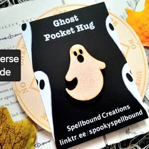 Ghost Pocket Hug, Handpainted Wooden Ghost With Red Heart, Spooky ...