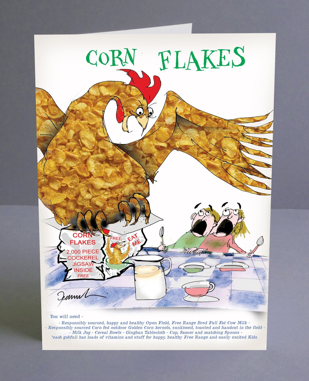 Corn Flakes - Fun Foodie Greeting Card by Tony Fernandes - Etsy