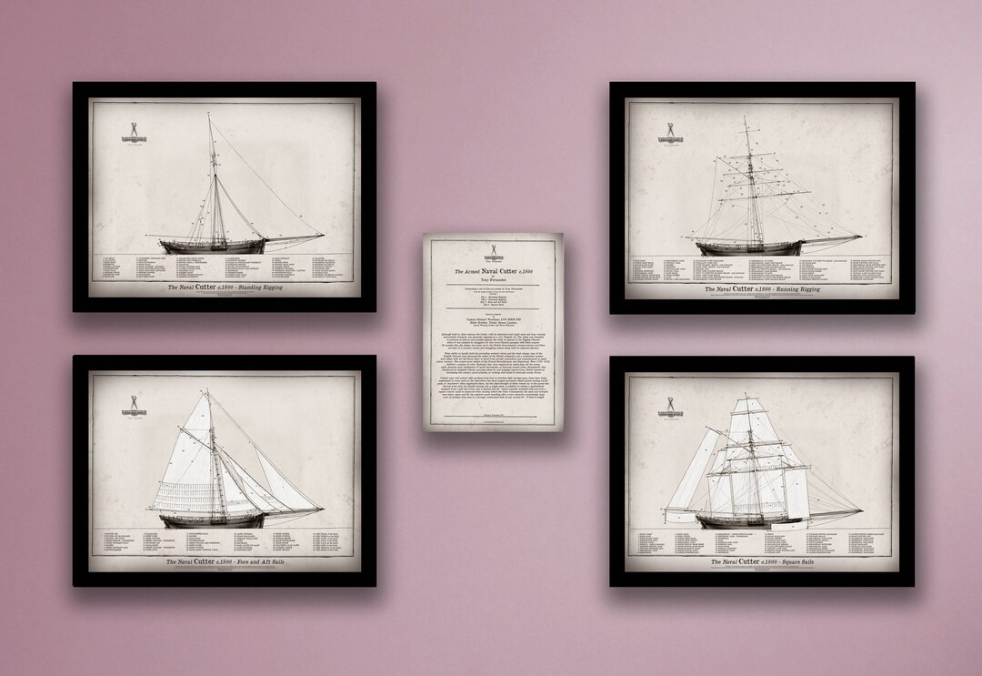 Set of 4 Naval Cutter Heritage Rigging Prints and Ship Notes - Etsy