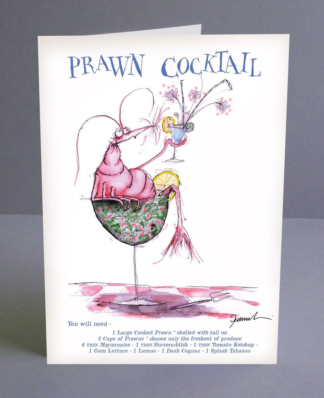 Prawn Cocktail - Whimsical Fun Food Card by Tony Fernandes - Etsy