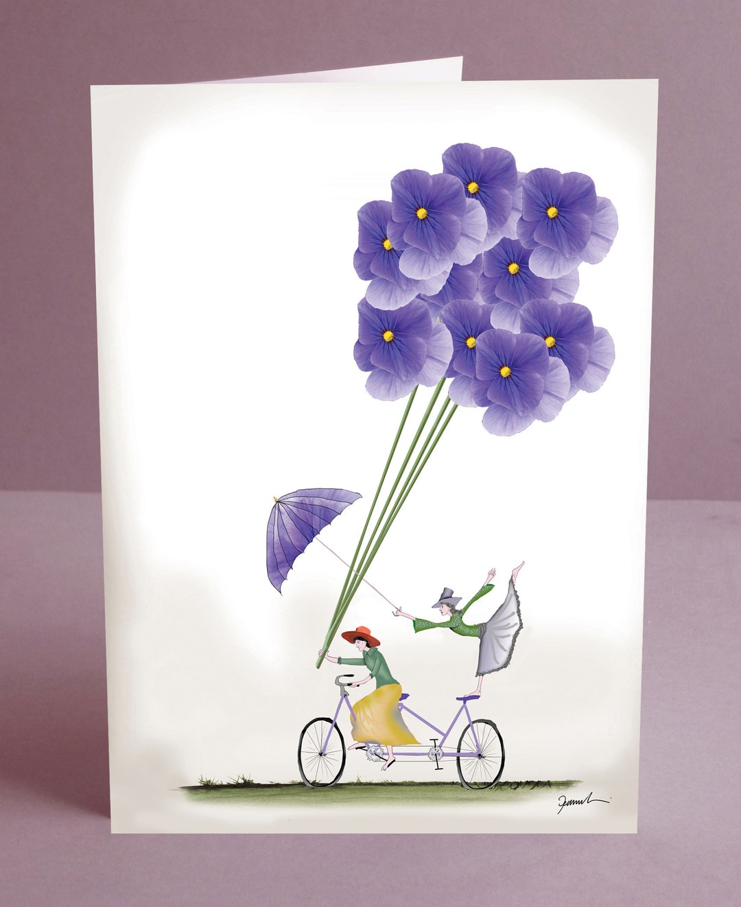 Violets Fun Garden Botanical Card by Tony Fernandes - Etsy