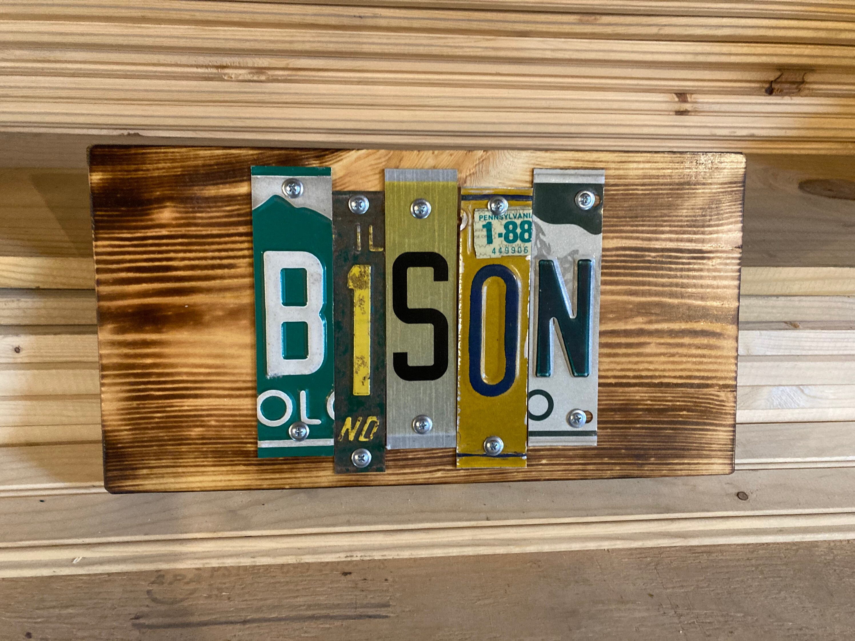 BISON License Plate Art, Mancave, North Dakota, Fargo, Mancave, Bar ...