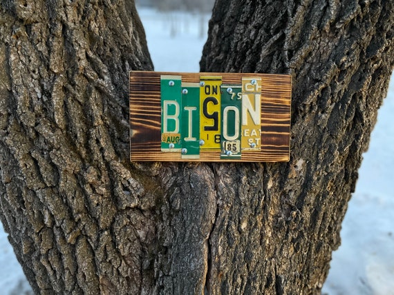 BISON License Plate Art Mancave North Dakota Fargo - Etsy