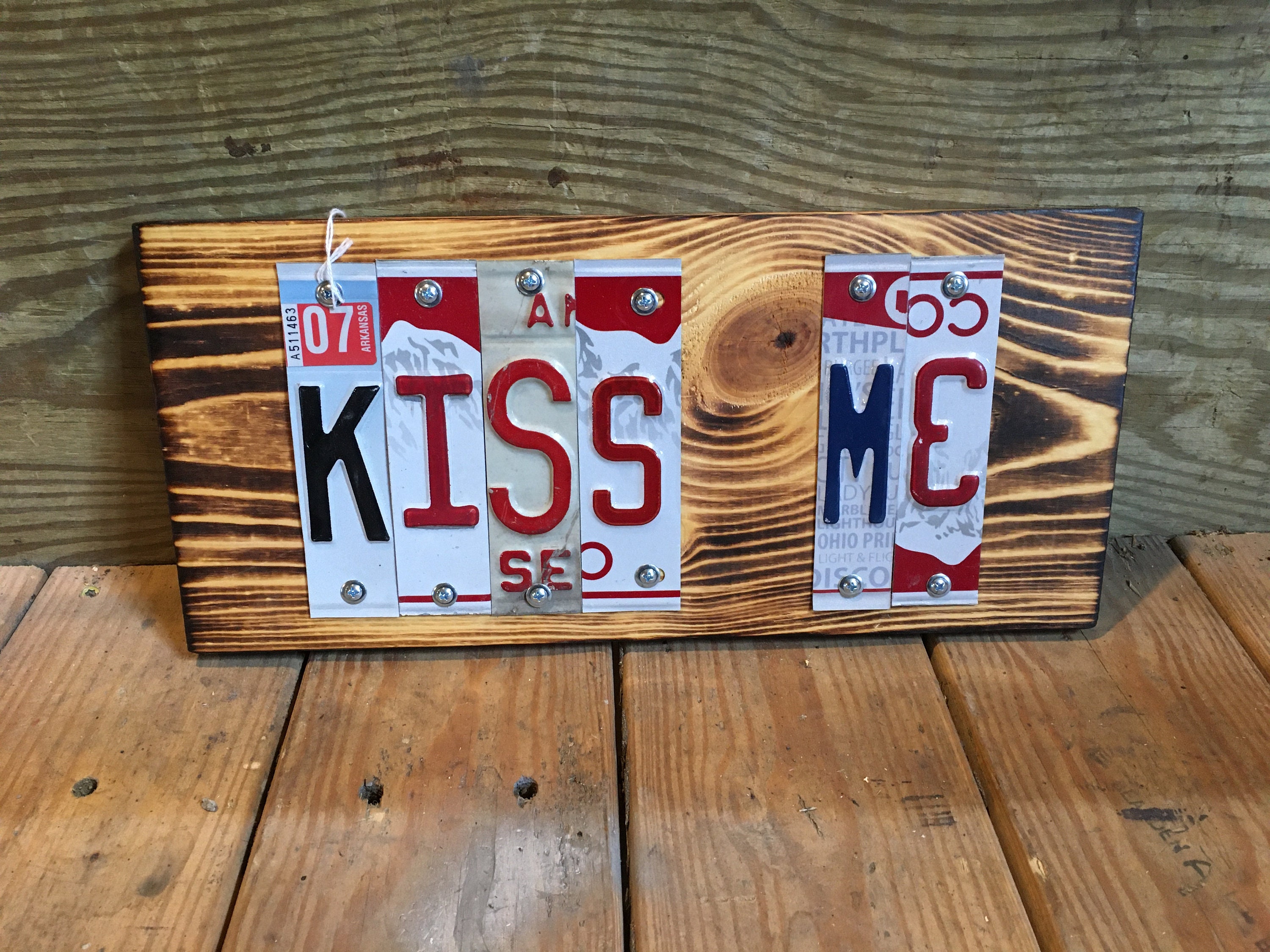 KISS ME License Plate Art | Etsy