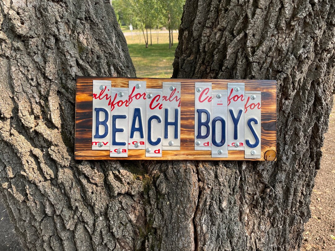Beach Boys License Plate Sign: Recycled California Plates, Burnt Wood ...