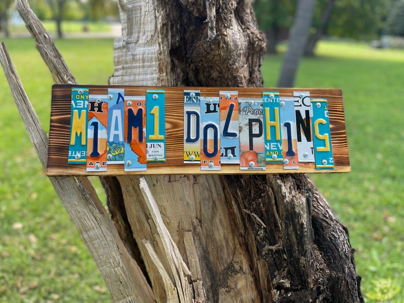 Miami Dolphins License Plate Sign: Recycled Metal Art - Etsy