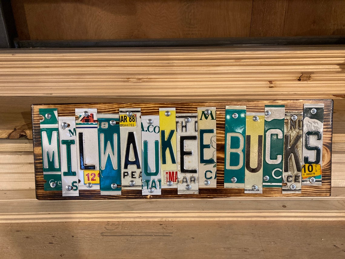 Milwaukee Bucks License Plate Sign: Recycled Metal Art - Etsy