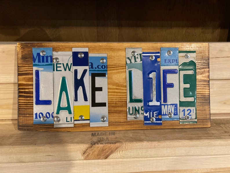 LAKE LIFE License Plate Art Lake Home Cabin Cottage Decor - Etsy