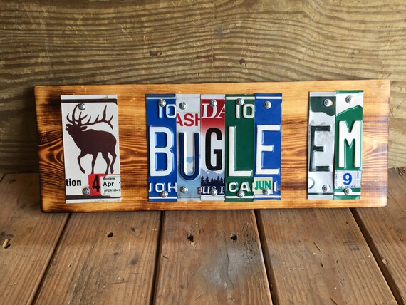 BUGLE EM Elk License Plate Art Hunting Outdoors Mountains - Etsy