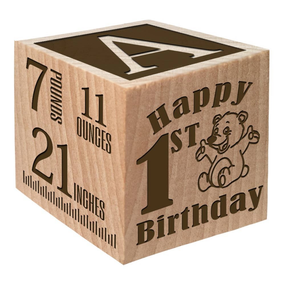 Baby's 1st Birthday Gift Block - First Birthday Present - Baby Block ...