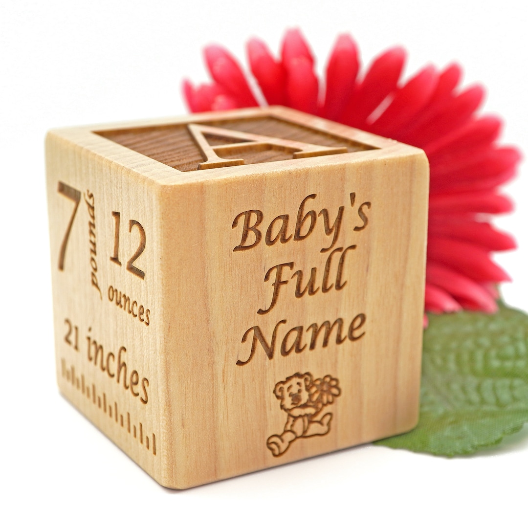 Personalized Wooden Baby Block Gift Engraved It's A Girl Boy Baby ...