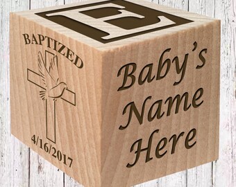 Custom Personalized Baby Baptism Gift Wooden Block Nursery - Etsy