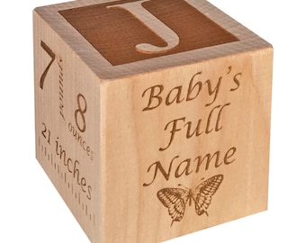 Personalized Baby Block Wooden Baby Block Baby Keepsake - Etsy