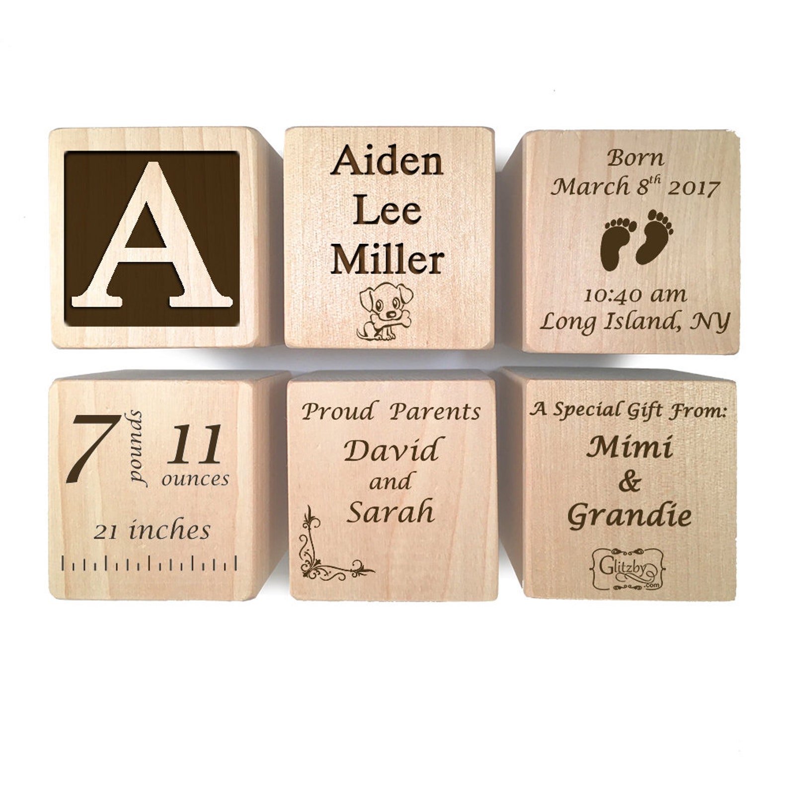 Personalized Baby Block New Baby Gift Birth Block Personalized Baby ...