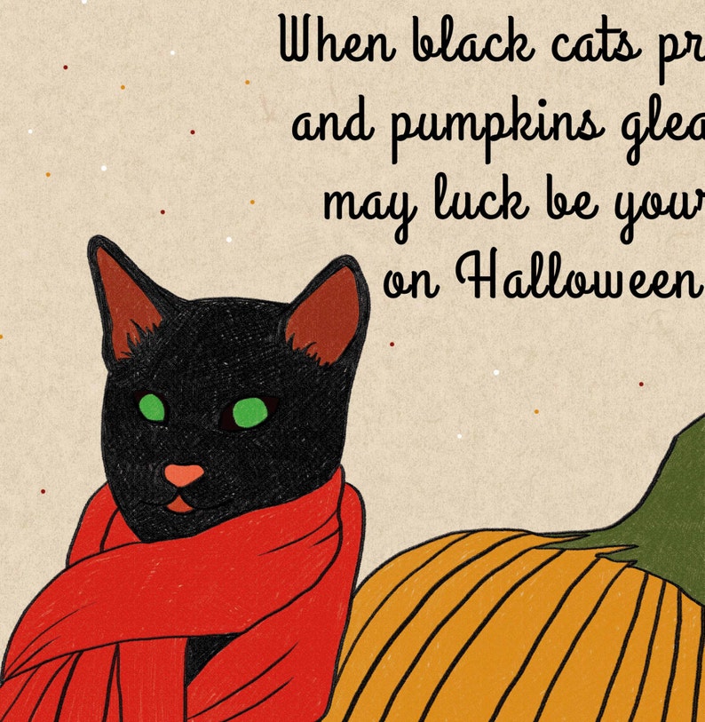 Black Cat Wall Art Halloween Poem Printable Carved Pumpkin | Etsy