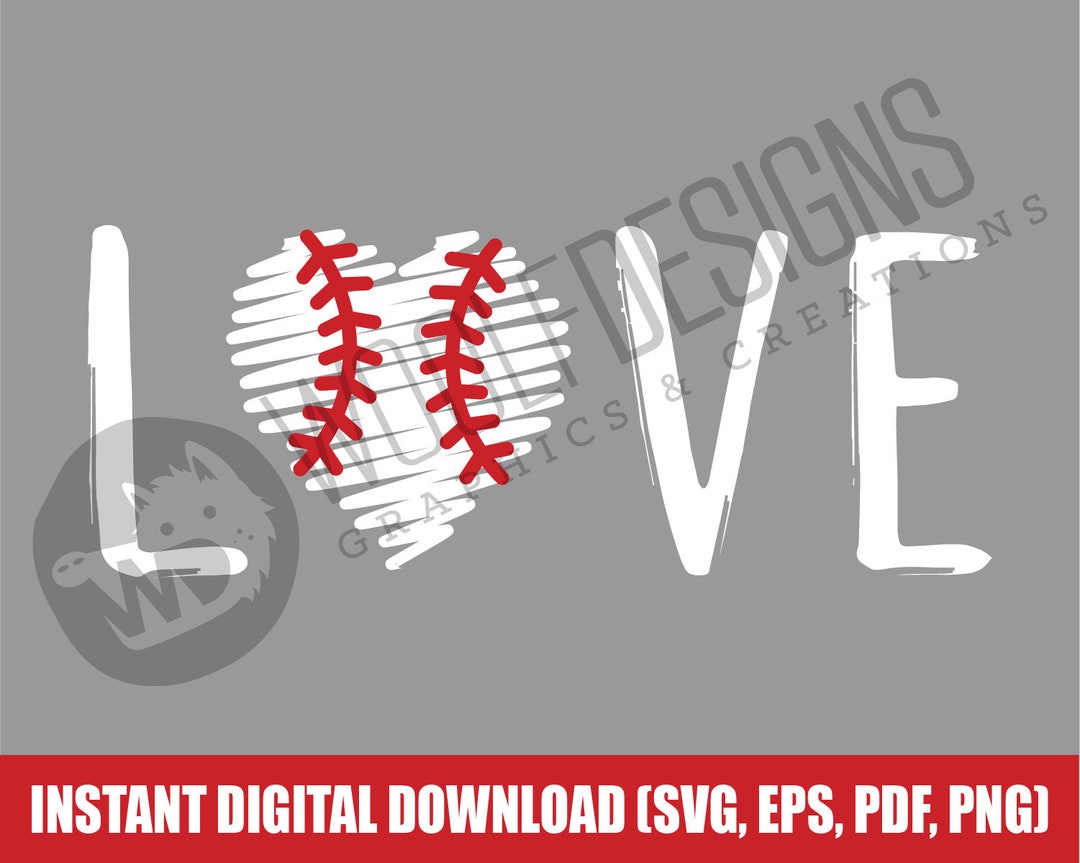 Baseball Love Sketch Script Digital File Download SVG EPS PNG Cut File ...