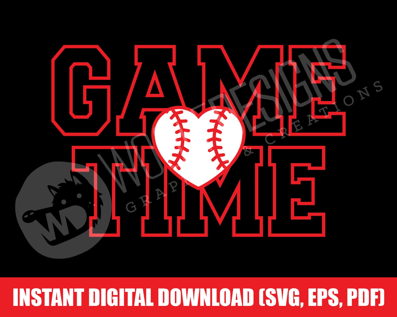 Game Time Baseball Heart Digital File Download SVG Baseball Mom Cut ...
