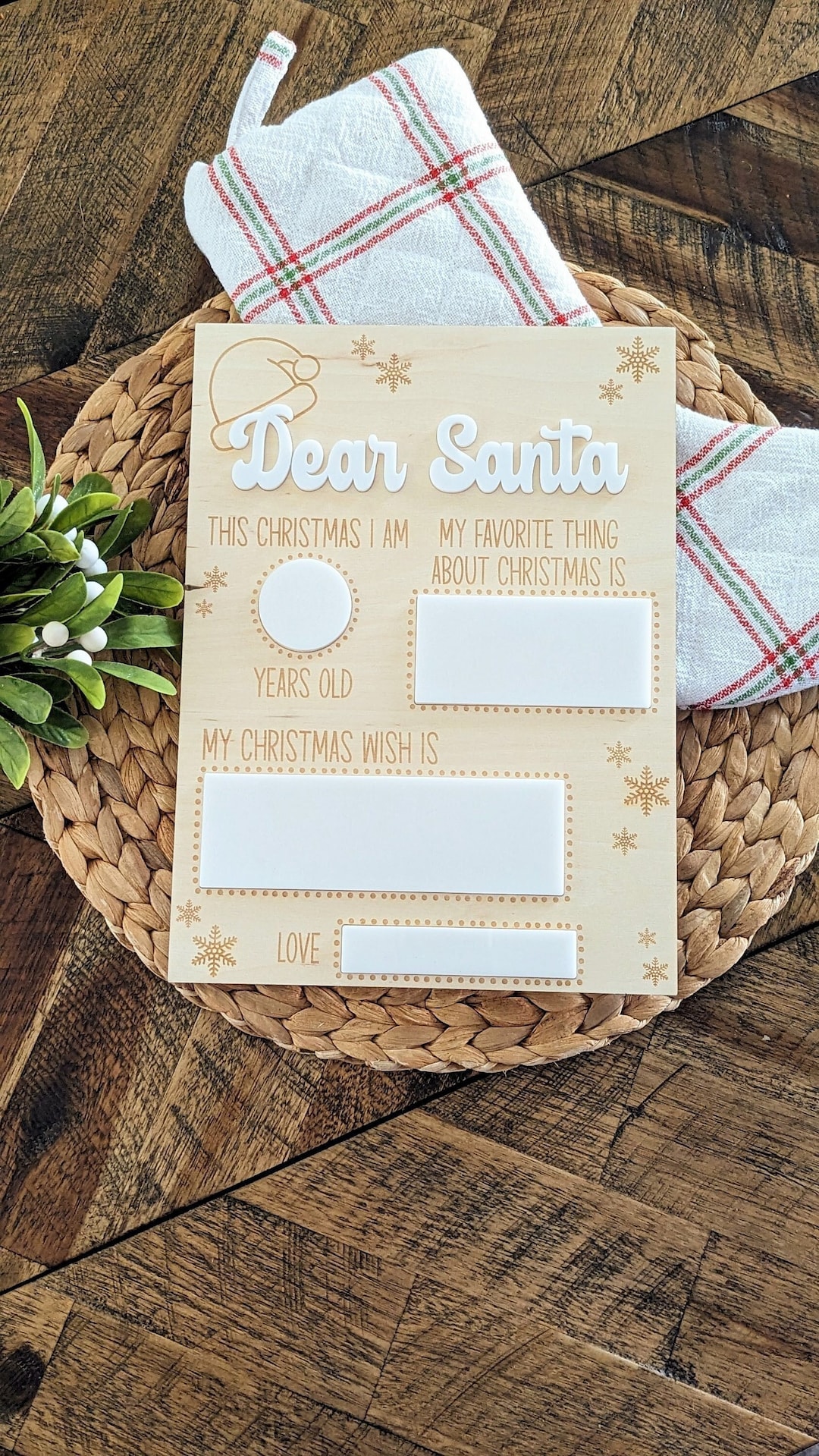 Dear Santa Sign Dry Erase Christmas Sign Dear Santa Christmas Photo ...