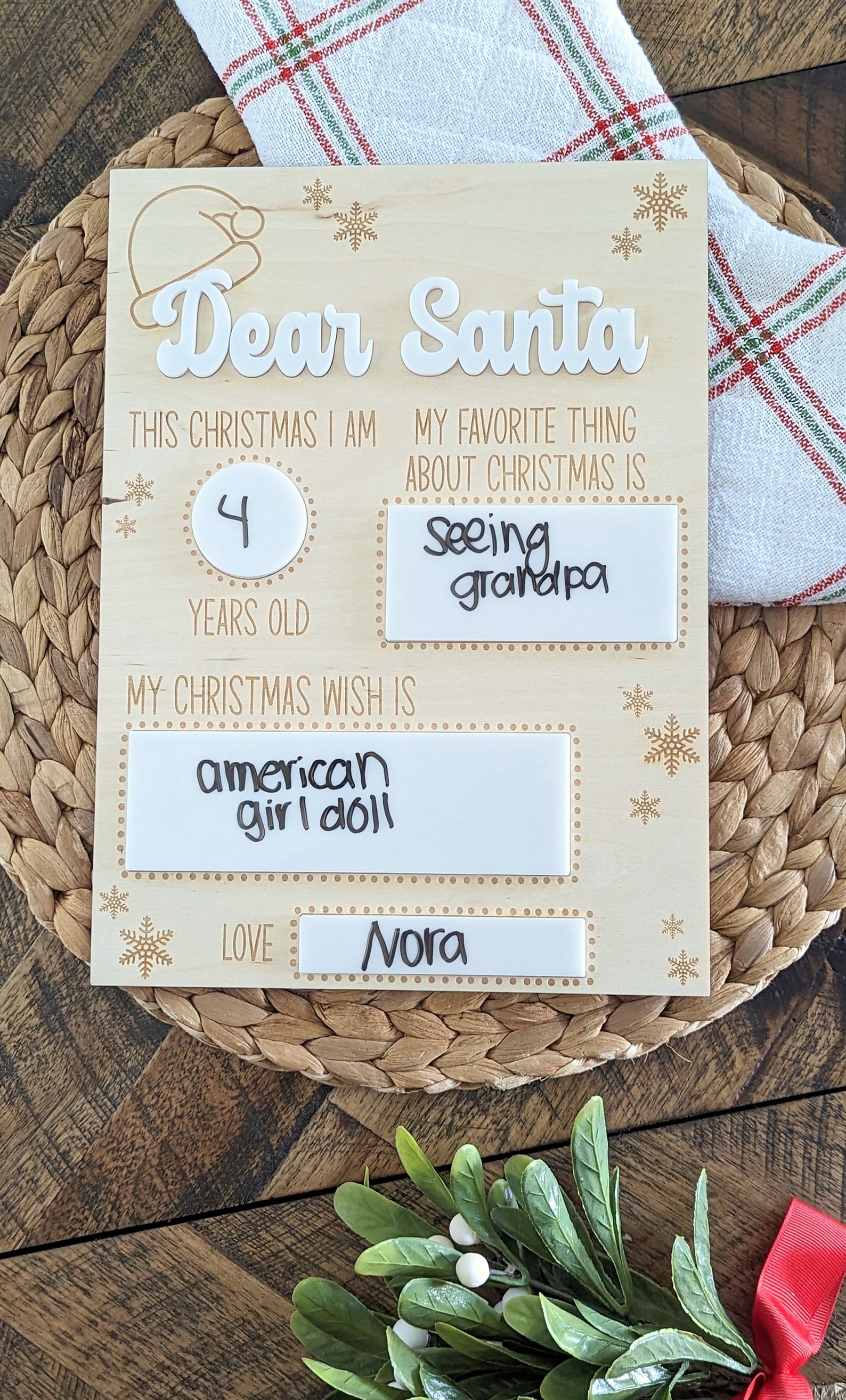 Dear Santa Sign Dry Erase Christmas Sign Dear Santa - Etsy