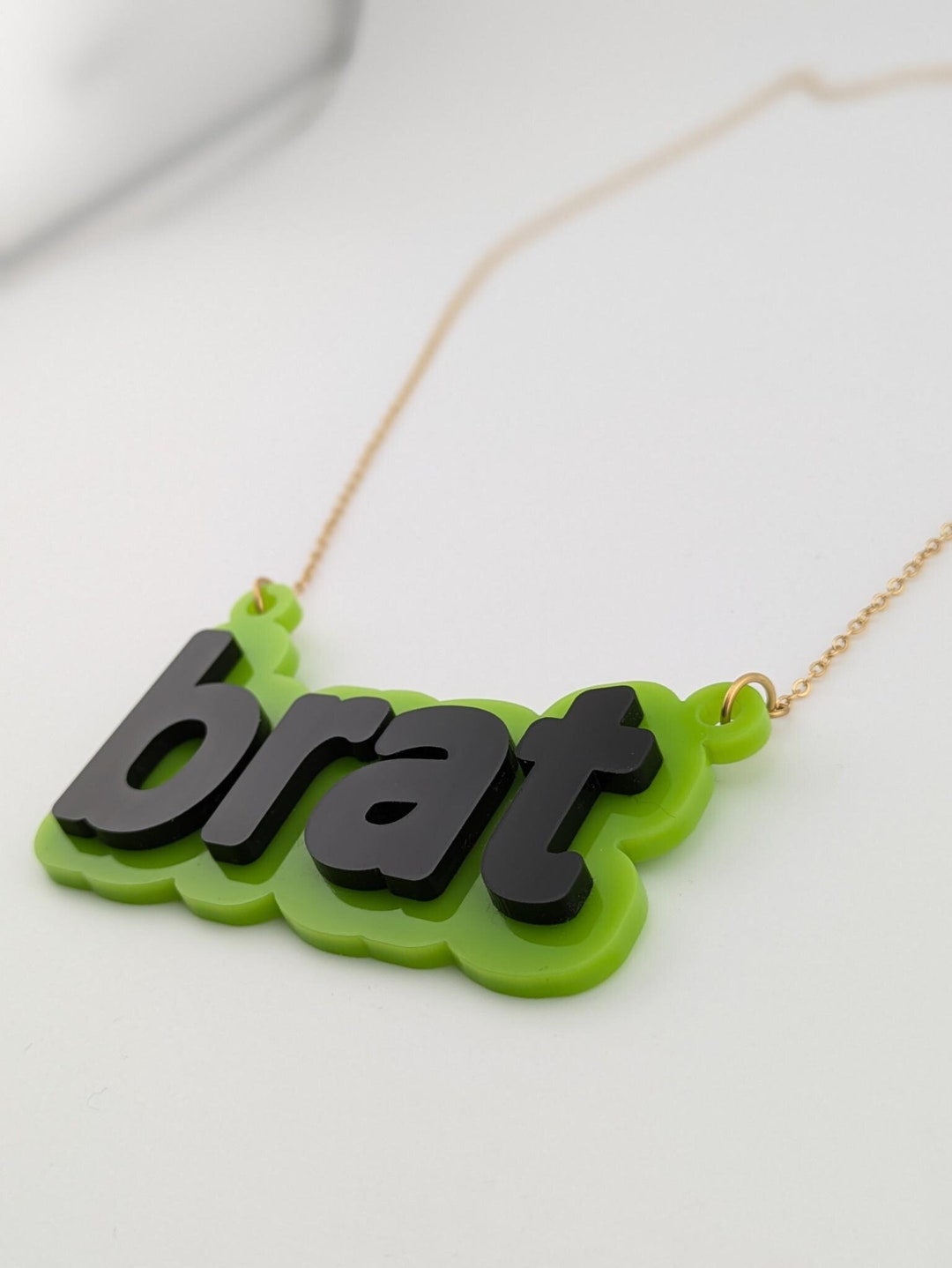 Brat Necklace | Charli XCX | Acrylic Brat Necklace | Lime Green ...