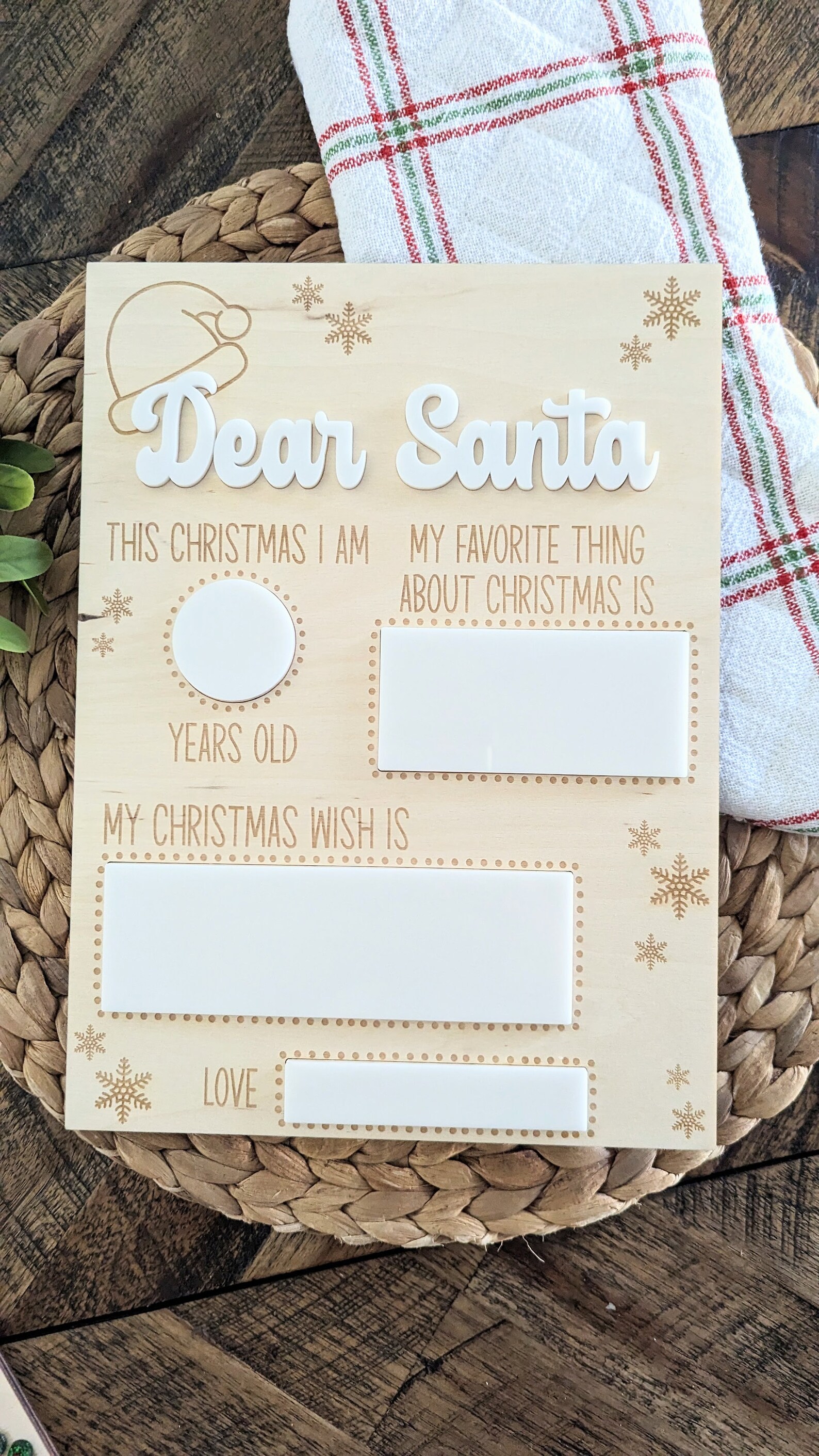 Dear Santa Sign Dry Erase Christmas Sign Dear Santa - Etsy