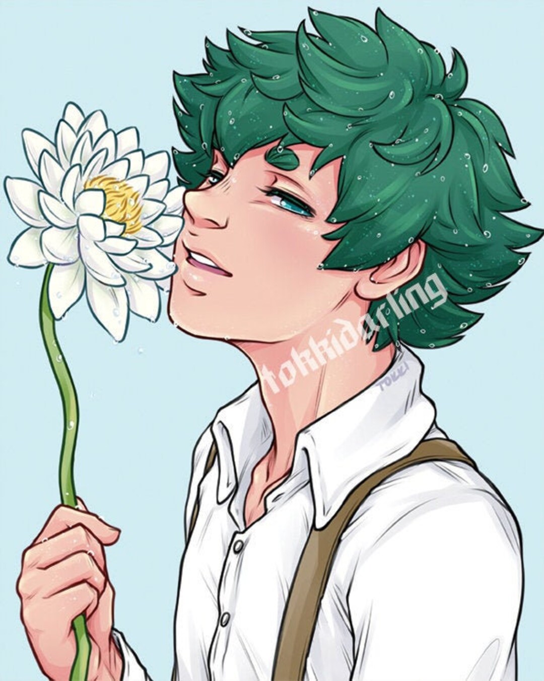 Marimo Cute Anime Boy Water Lily Art Print - Etsy