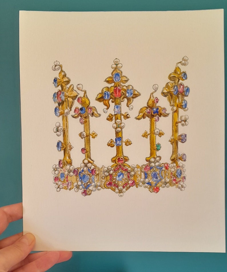 Watercolor of the Crown of Princess Blanche - Etsy