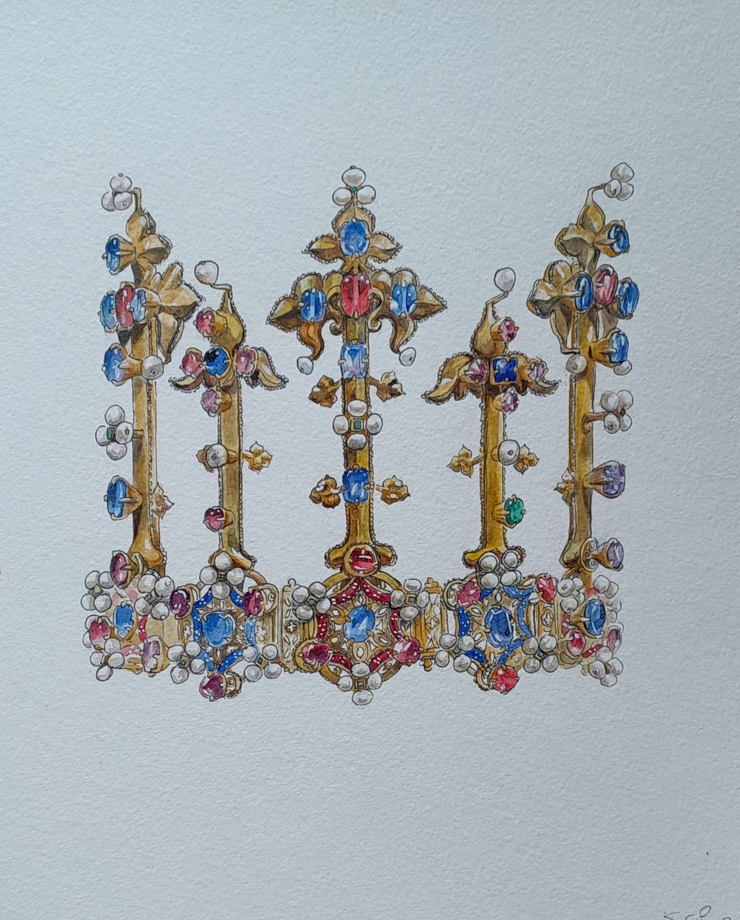 Watercolor of the Crown of Princess Blanche - Etsy