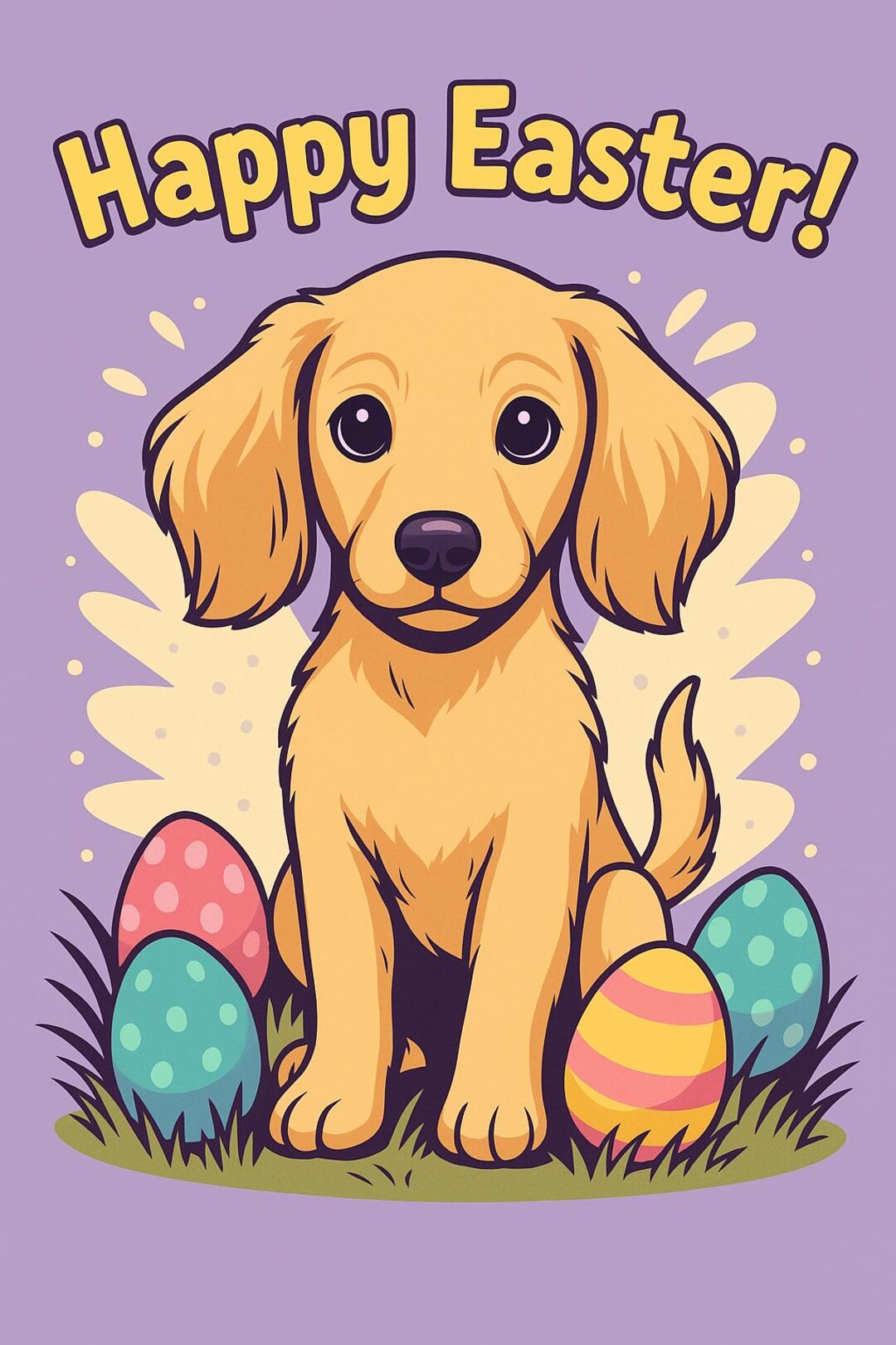 Happy Easter Dachshund Puppy Printable – Cute Dog Easter Card, Spring ...