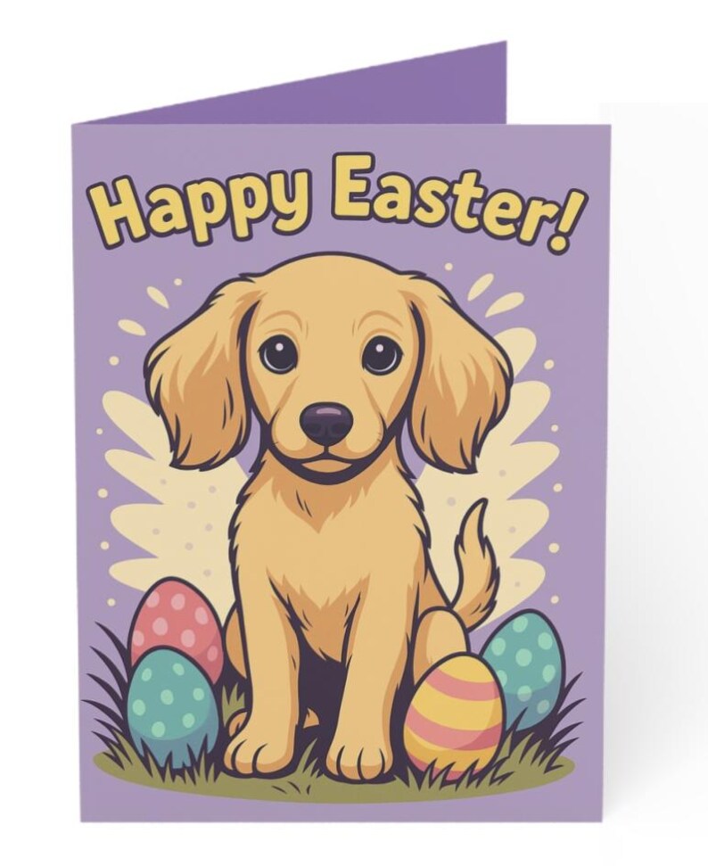 Happy Easter Dachshund Puppy Printable – Cute Dog Easter Card, Spring ...