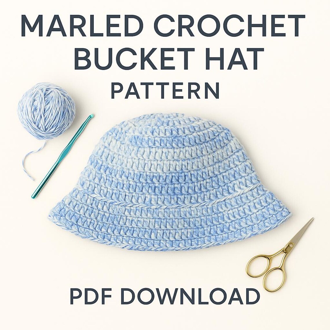 Marled Crochet Bucket Hat Pattern: Beginner-friendly PDF (downloadable ...