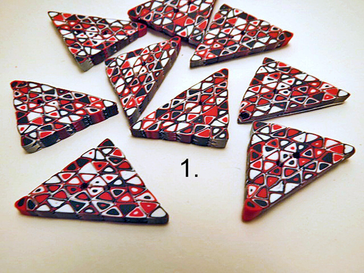 Buttons. Triangle Buttons. Black, White and Red Pattern Buttons. Unique ...