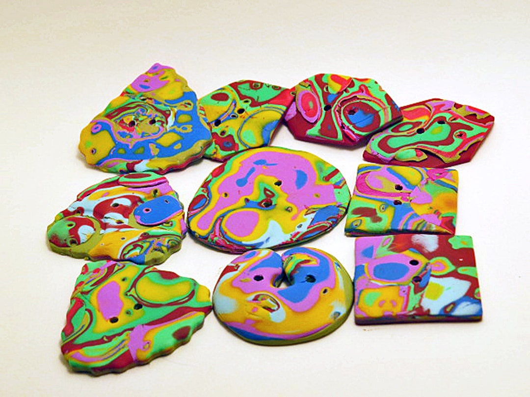 Buttons. Bright Coloured Buttons in Many Shapes and Sizes. Unique Hand ...