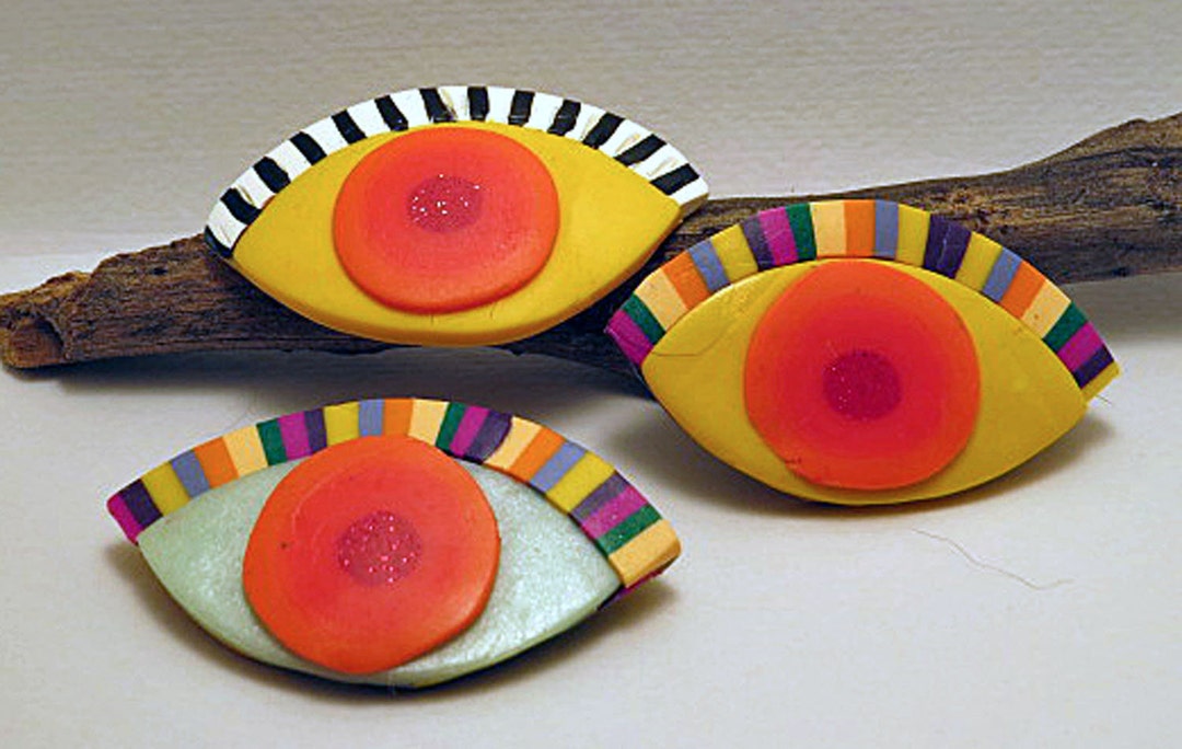 Brooches. Eye Brooches in Three Colour Variations. Unique Hand-formed ...